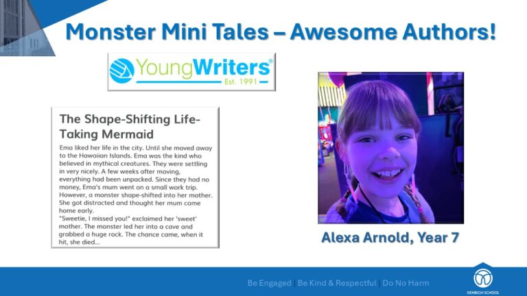 Alexa in Year 7 is a published author! - Denbigh School - Milton Keynes